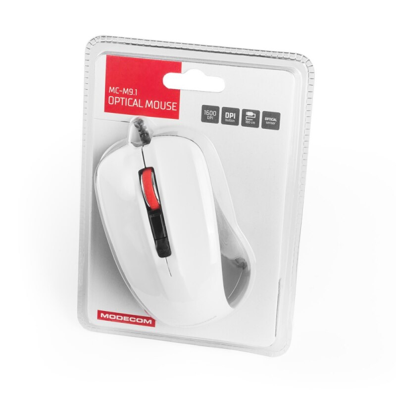 Mouse cu fir, Modecom, USB, Alb/Negru - eMAG.ro