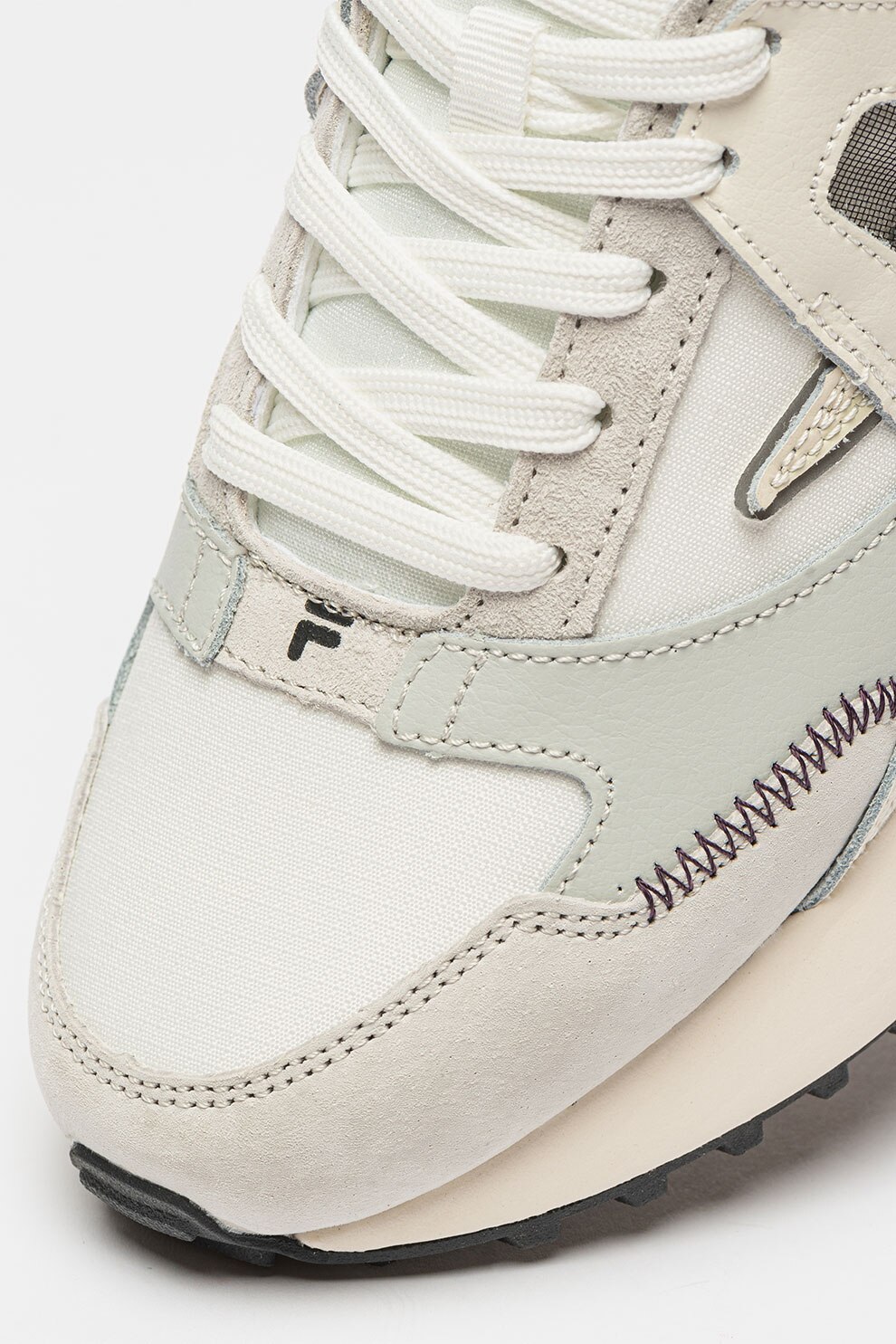 Fila, Спортни обувки Contempo с велур и цветен блок, Бял, Пепеляво сиво ...
