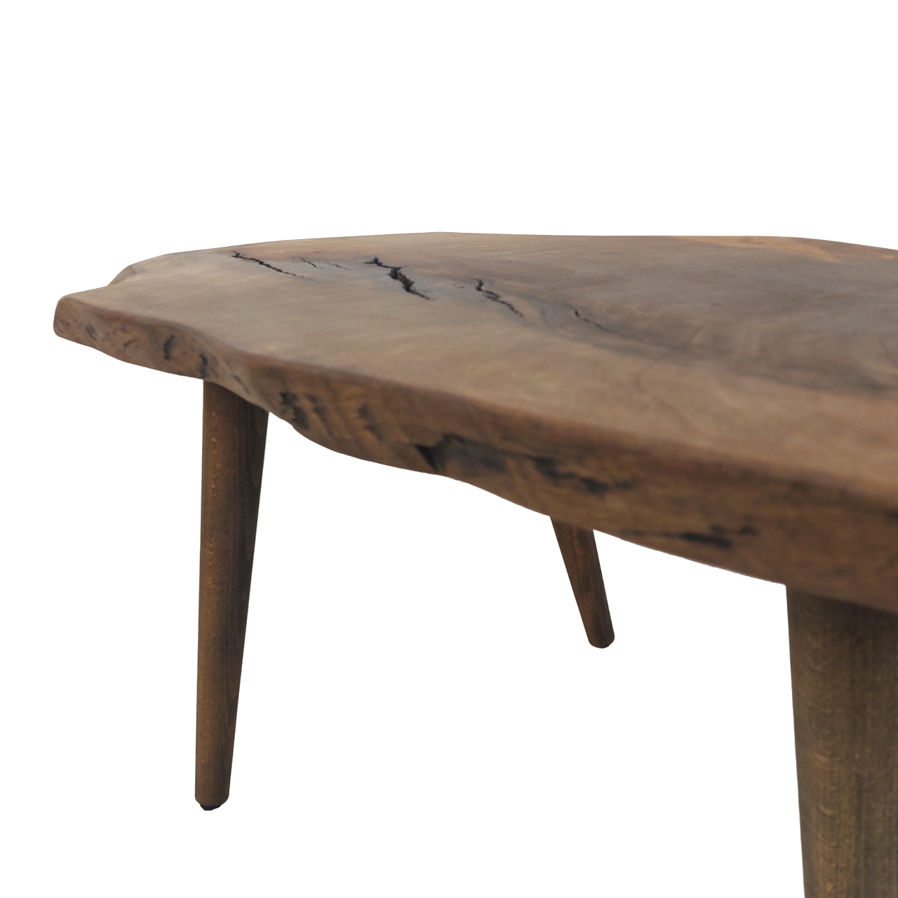 Masuta cafea blat lemn masiv din nuc, cu picioare lemn, model 820136 ...