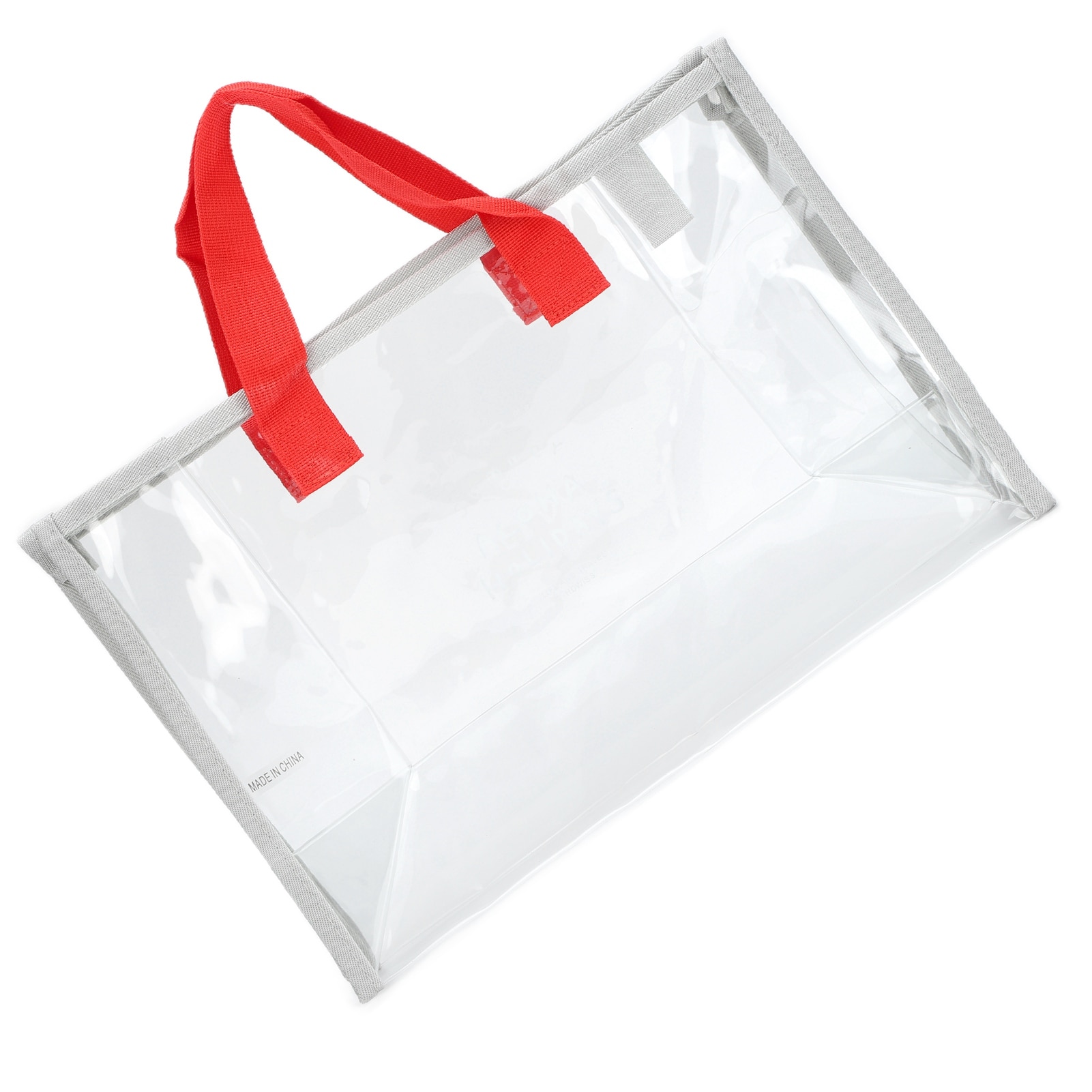 Geanta de plaja, PVC, Transparent/Rosu - eMAG.ro