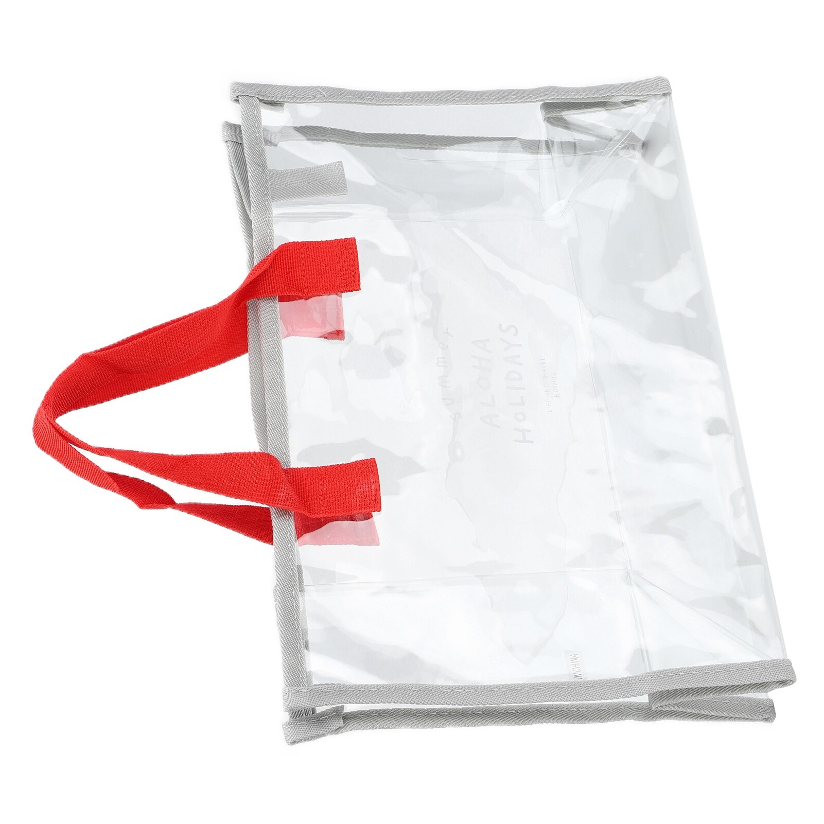 Geanta de plaja, PVC, Transparent/Rosu - eMAG.ro