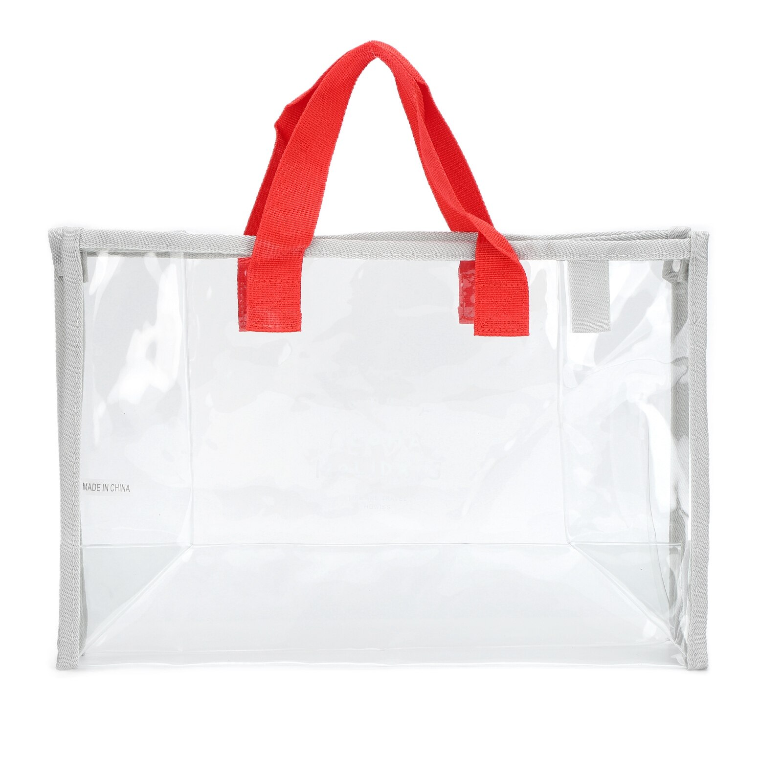 Geanta de plaja, PVC, Transparent/Rosu - eMAG.ro