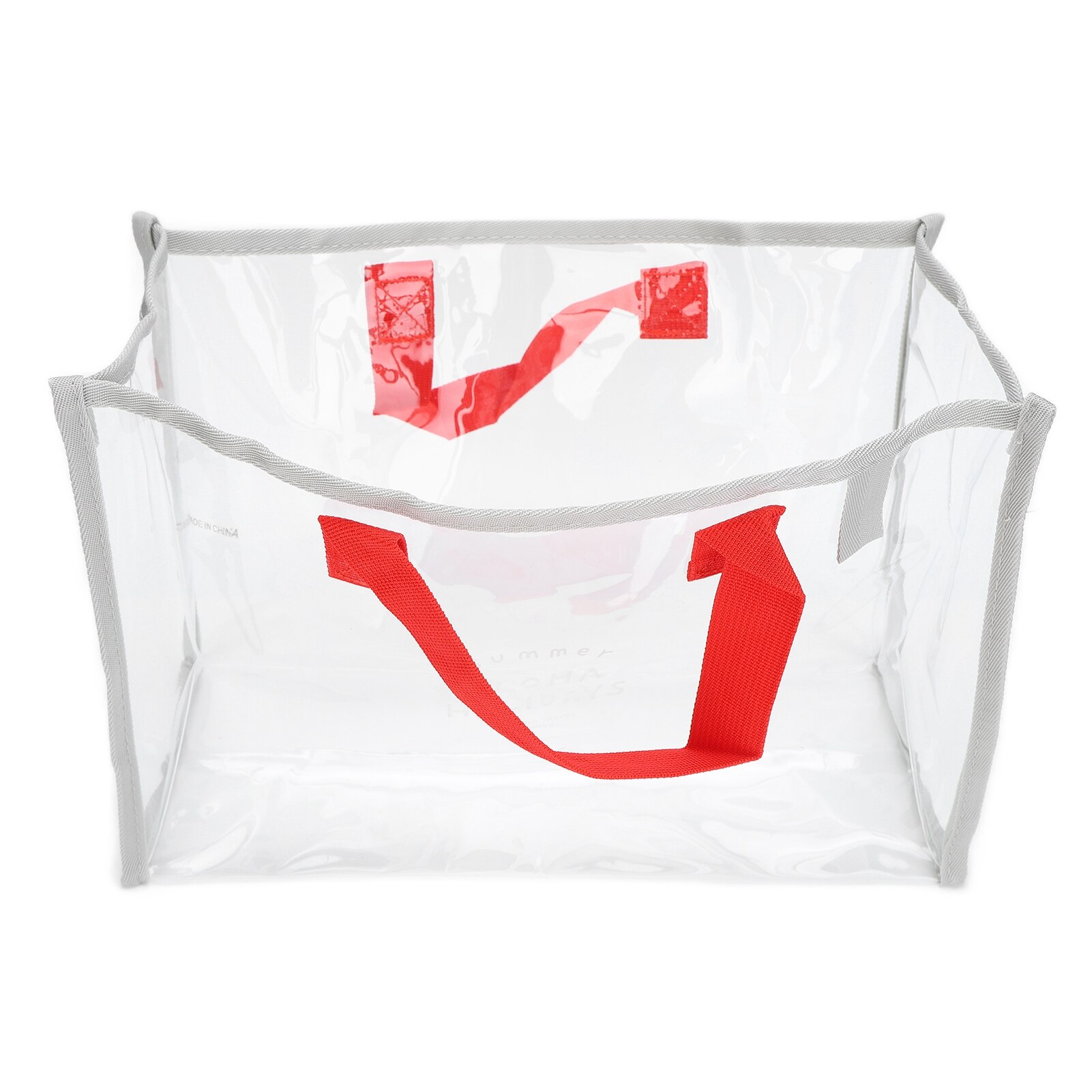 Geanta de plaja, PVC, Transparent/Rosu - eMAG.ro