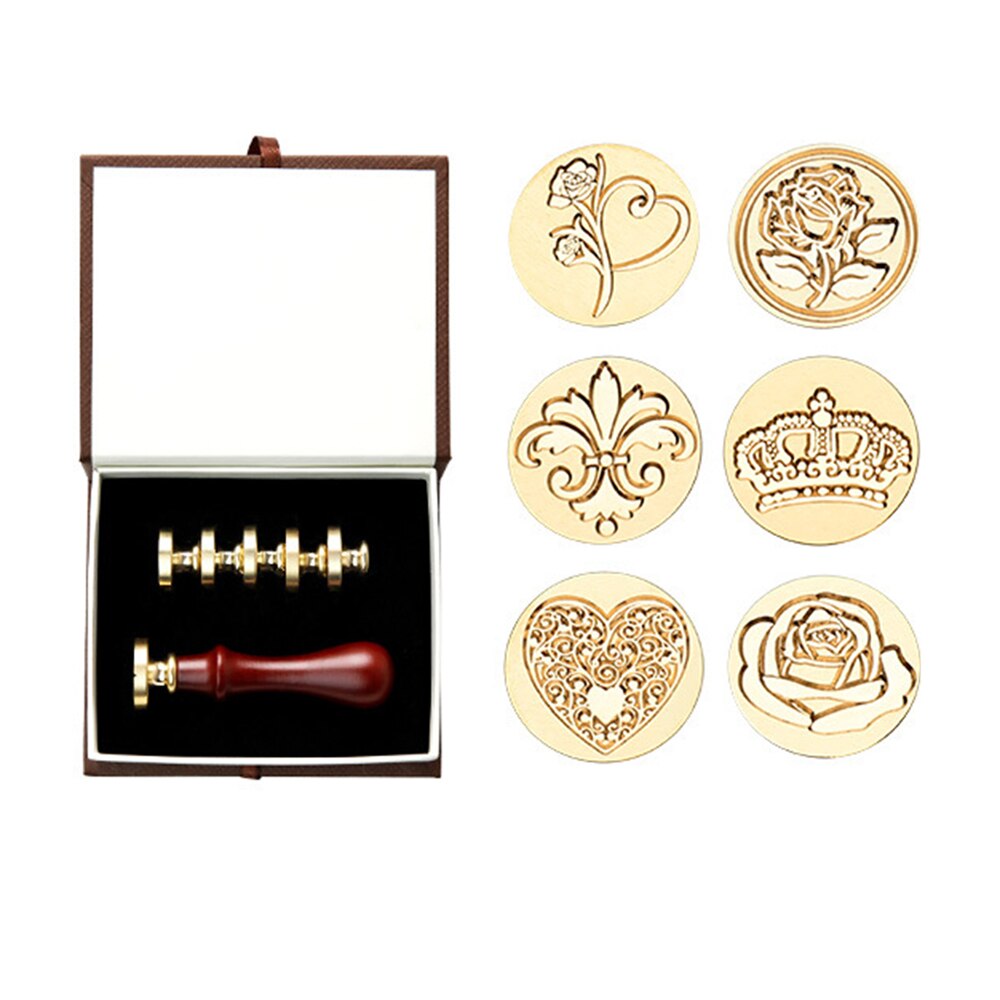 Set Sigiliu de alama, Vaxiuja, 6 cap de alama+1 maner din lemn, model ...