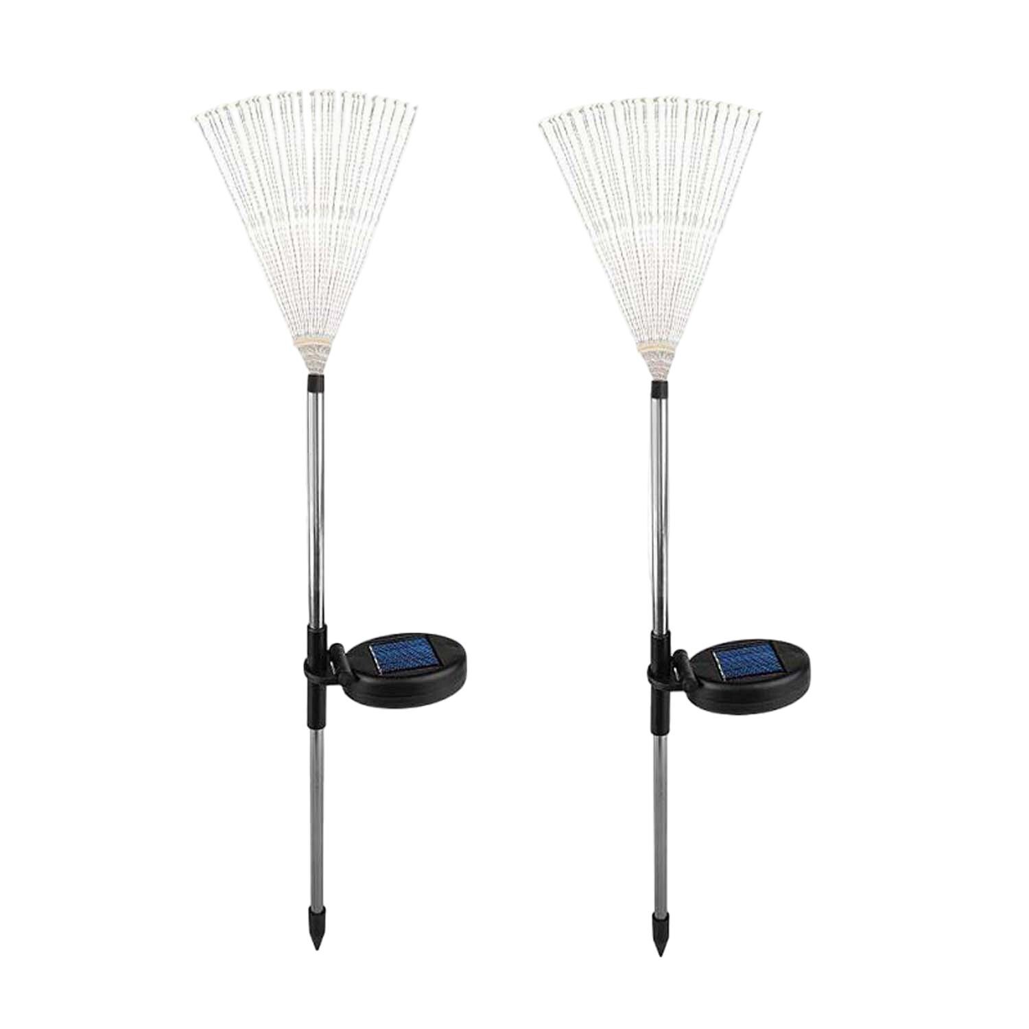 Pachet de 2 lampi solare cu priza, IP65, 120 LED, 8 moduri, 90 cm, alb ...