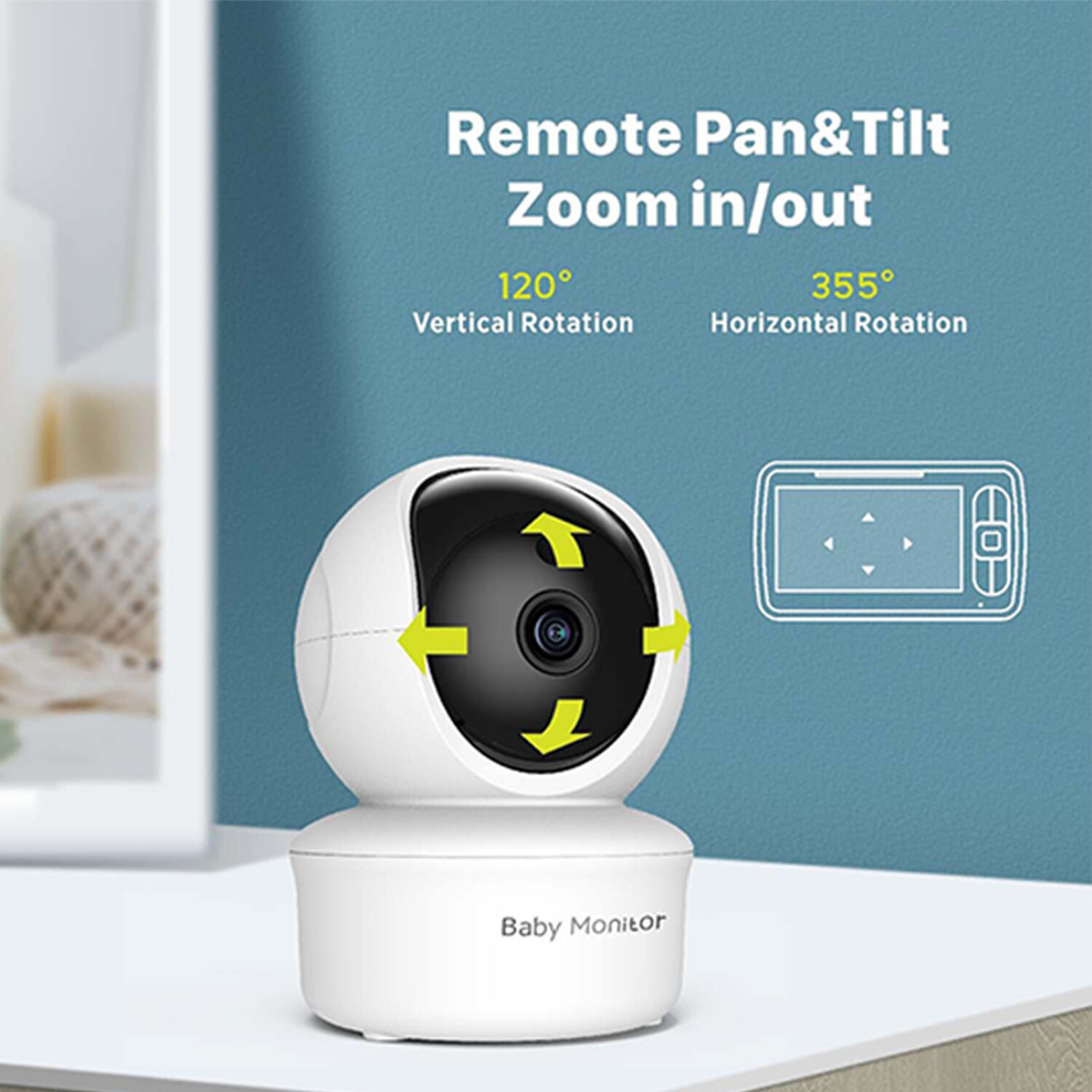 Monitor pentru bebelusi, 355°, LCD HD, 5 inchi, Alb - eMAG.ro