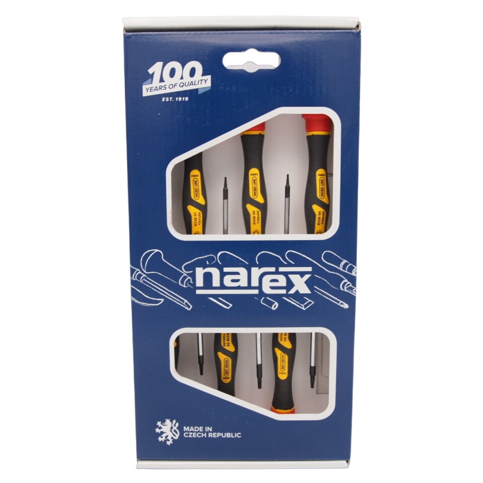 Комплект от 6 кафяви професионални отвертки, NAREX, Micro Line Profi ...