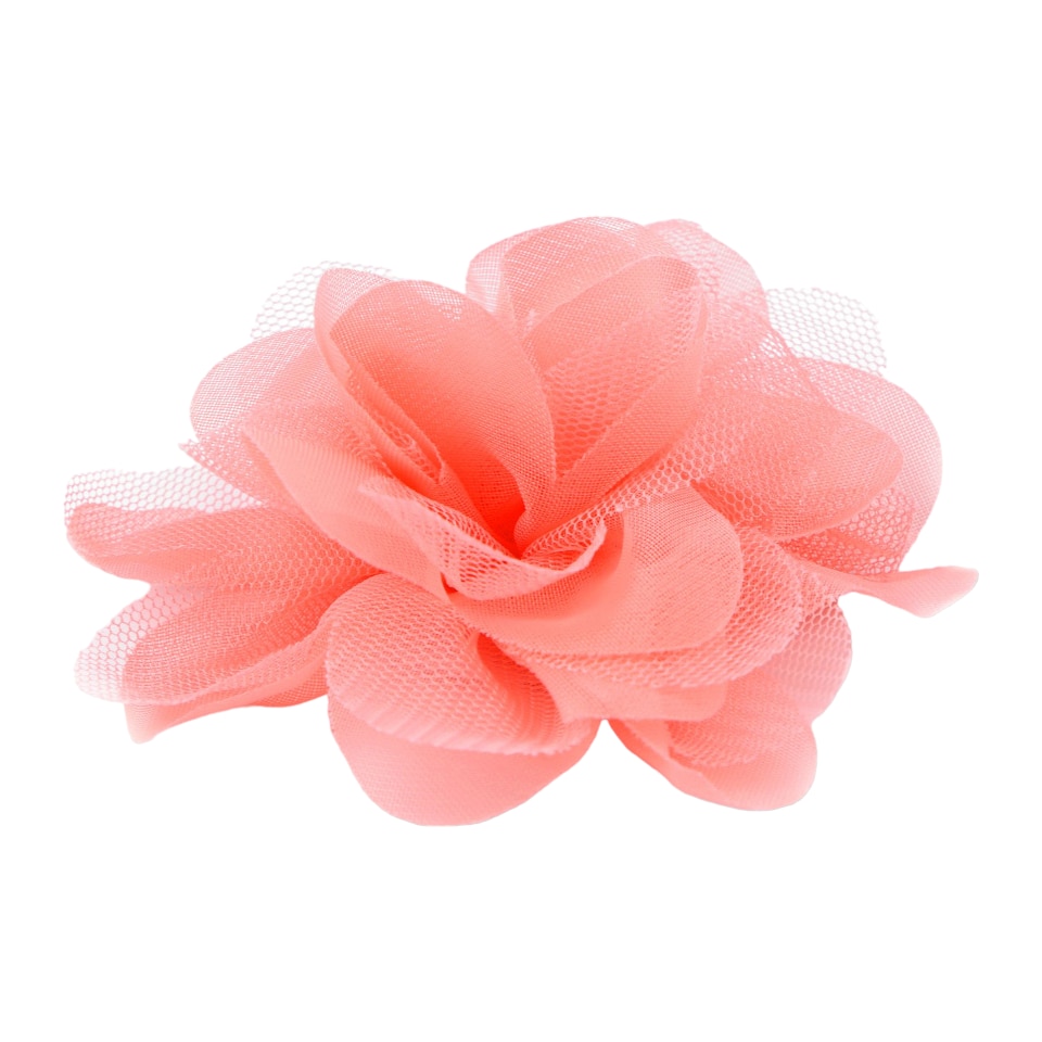 Floare textila din sifon pentru haine, diametru 8 cm, Roz somon - eMAG.ro