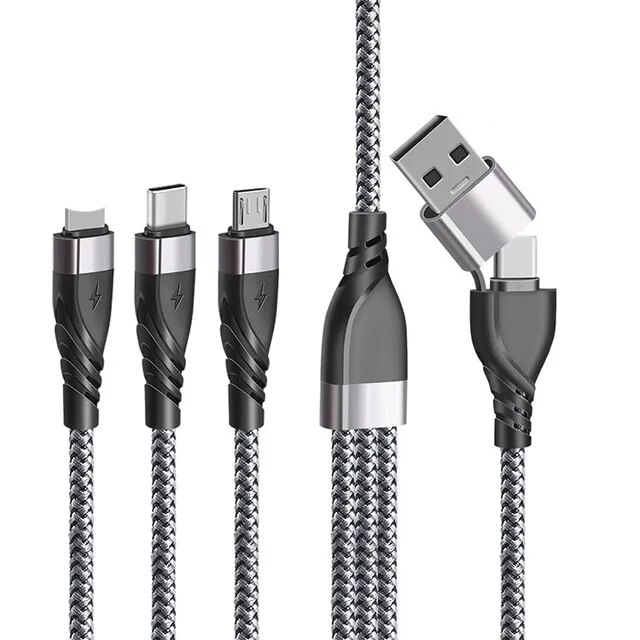 Cablu de transfer date si incarcare 3 in 2 6A, Fast Charge, Protectie ...