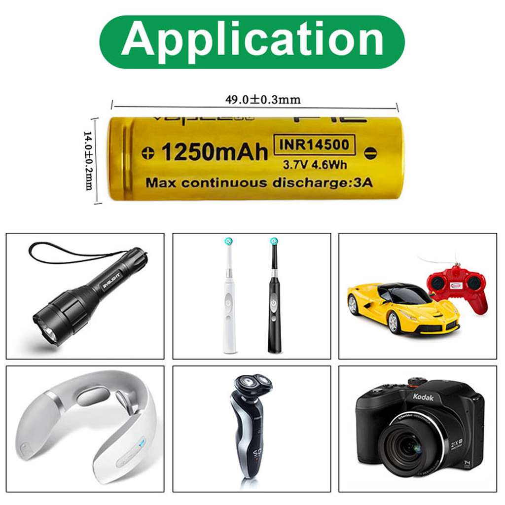 Acumulator 14500 capacitatea 1250 mAh, Vapcell F12, tensiune 3.7V ...