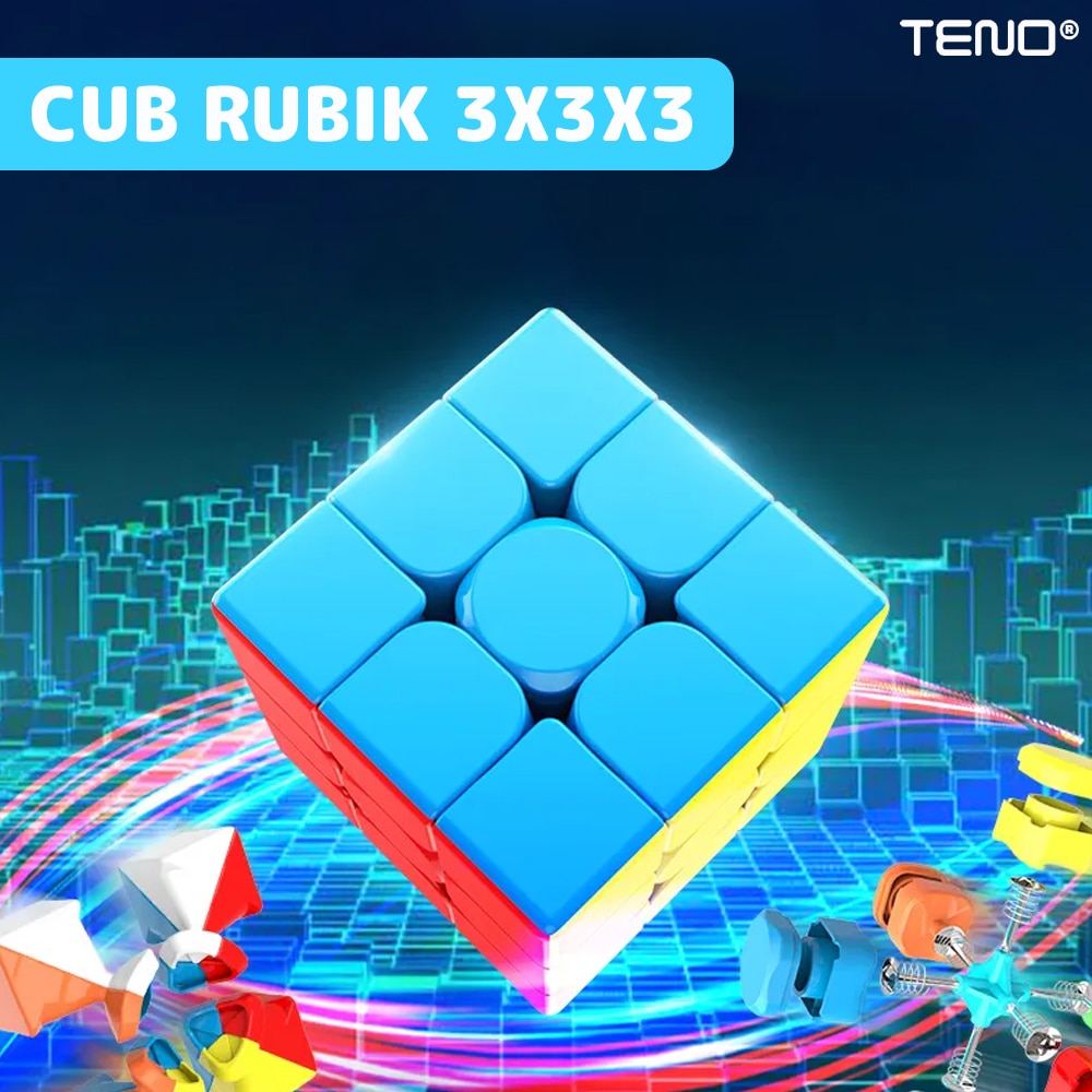 Кубчето на Рубик Magic Cube Magnetic Teno®, скоростен пъзел, без стикери, развитие на интелекта ...