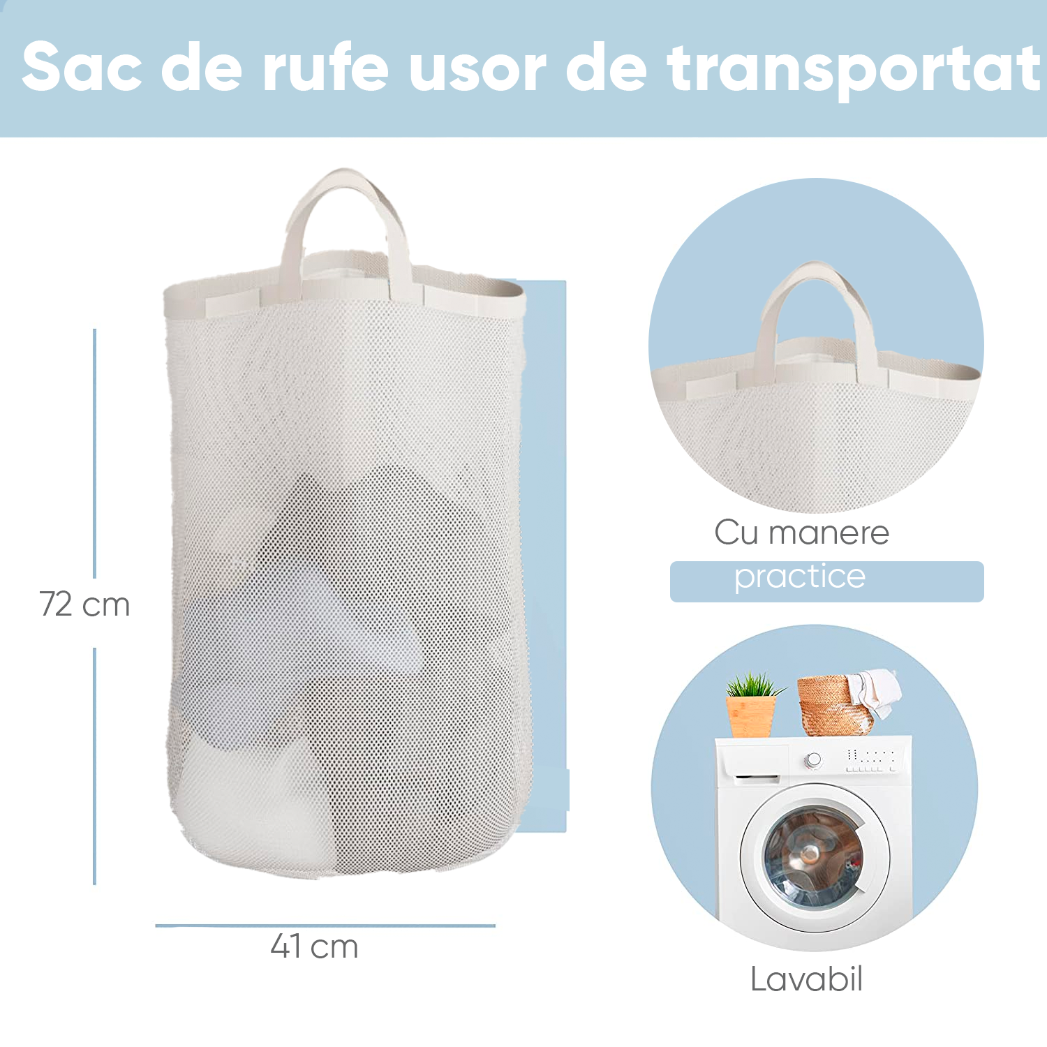 Cos de rufe bambus, pliabil, cu capac si sac de rufe detasabil, 100 L ...