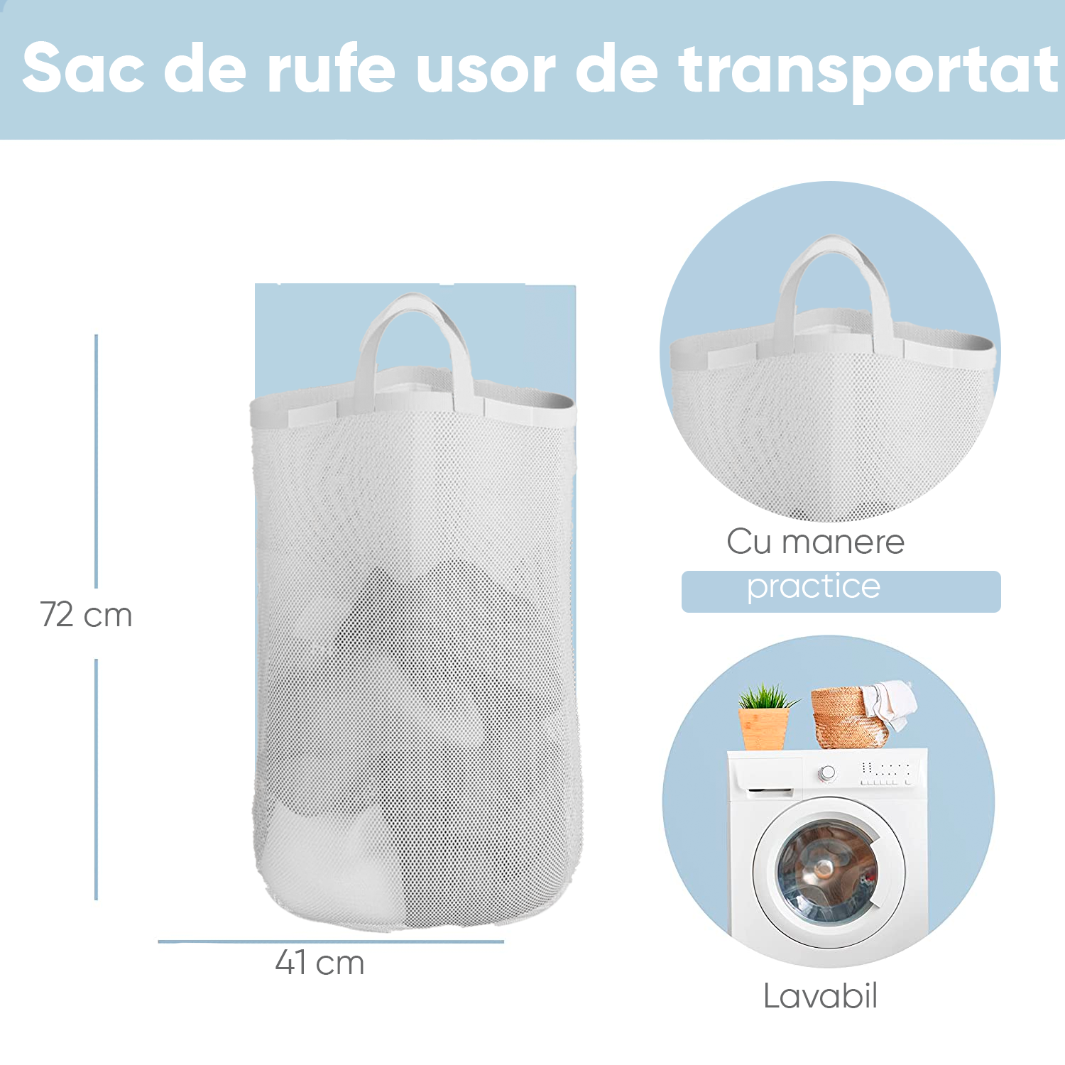 Cos de rufe bambus, pliabil, cu capac si sac de rufe detasabil, 100 L ...