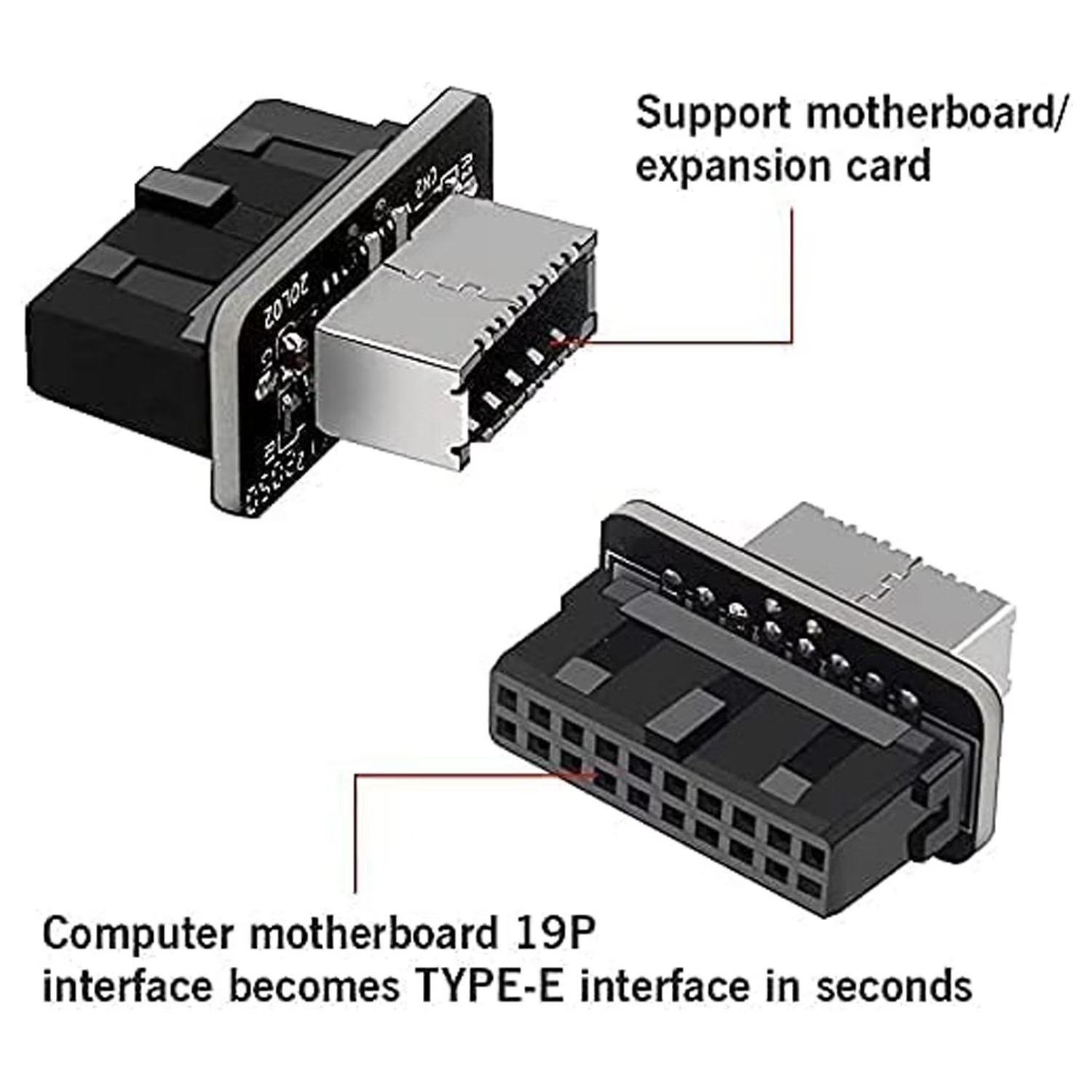 Adaptor pentru panoul frontal PC tip C, Graugear, USB-E / USB 19 pini ...
