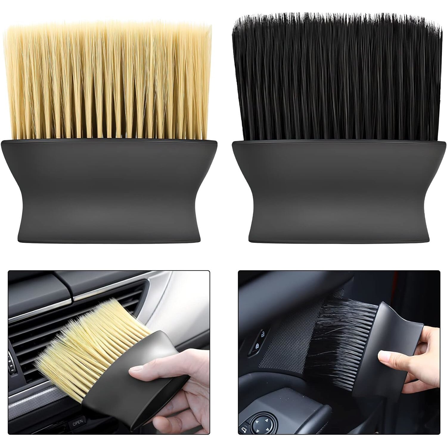 Set 2 perii curatare auto, LLWL, Pentru interior, Negru - eMAG.ro