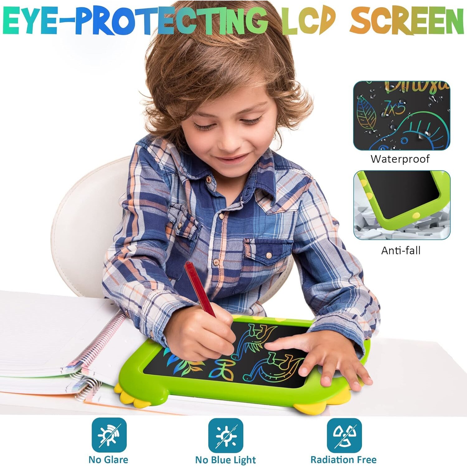 Tableta pentru copii, LLWL, ABS/Silicon, Afisaj LCD, Verde - eMAG.ro