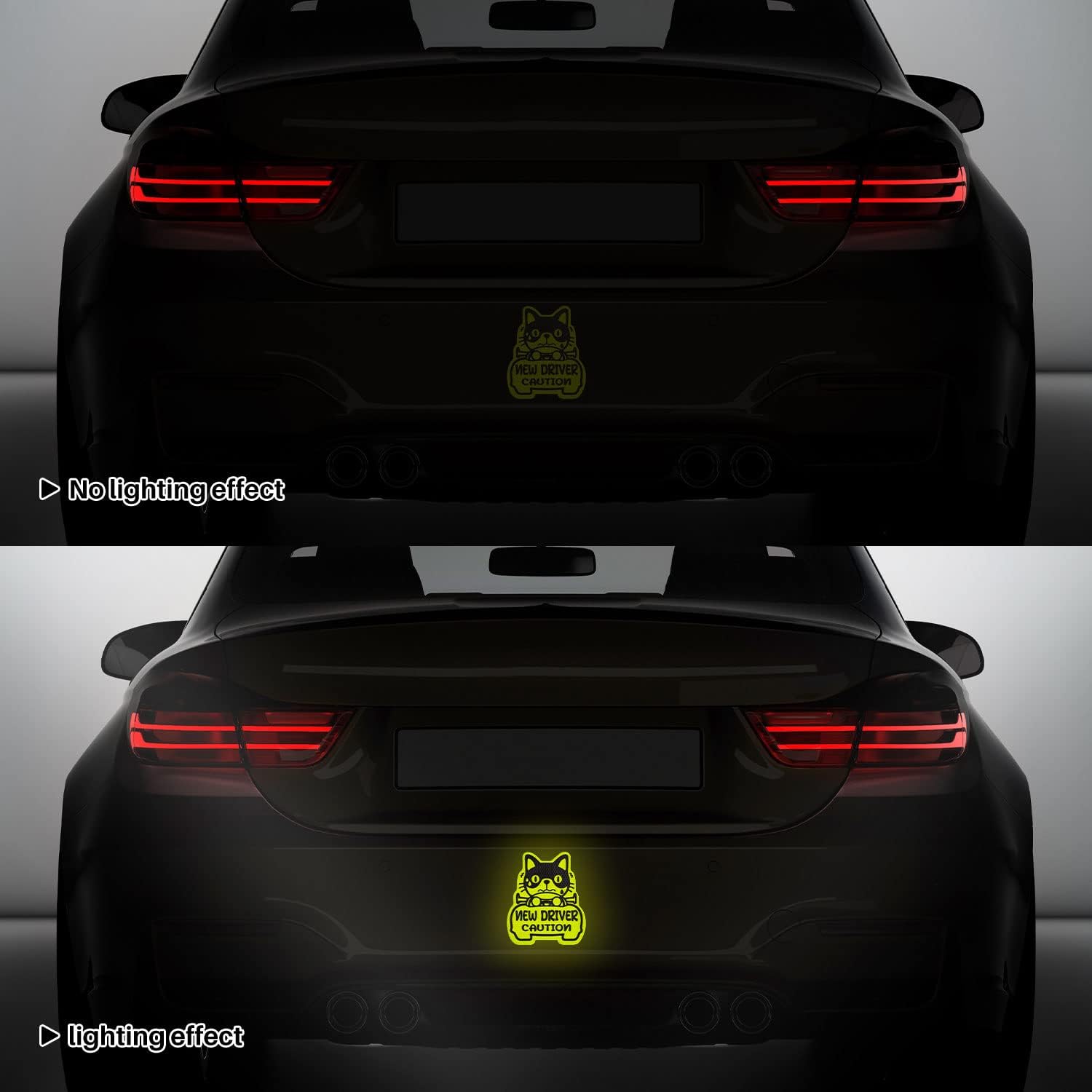 Set 3 autocolante auto, LLWL, Magnetic, Galben/Negru - eMAG.ro