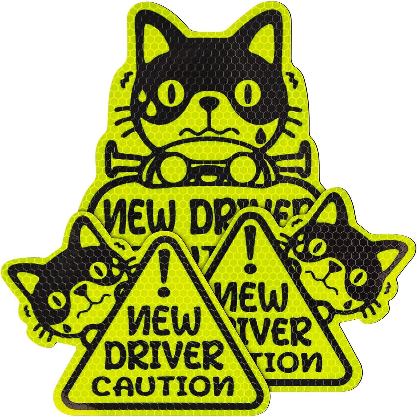 Set 3 autocolante auto, LLWL, Magnetic, Galben/Negru - eMAG.ro