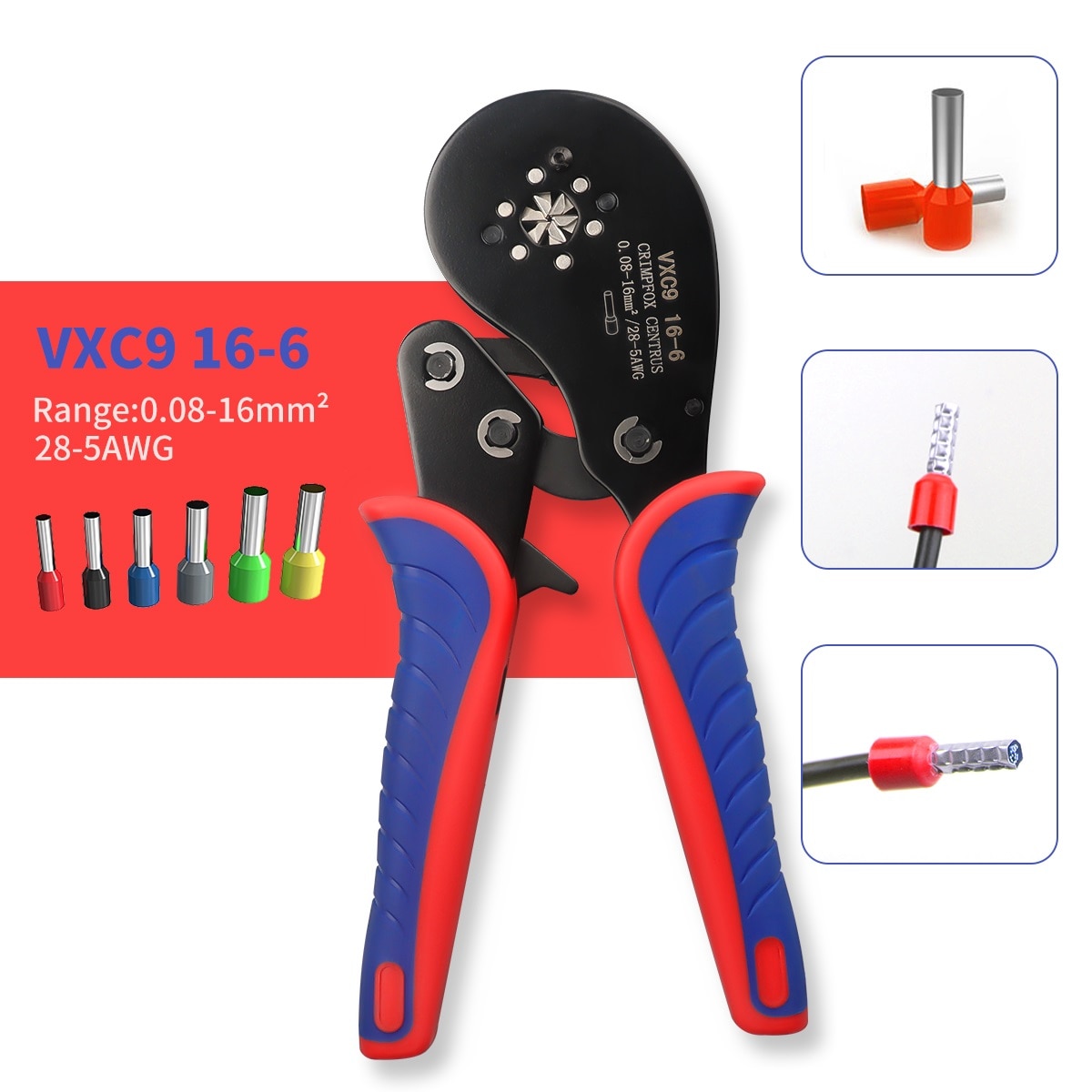ШЕСТОЪГЪЛНИ Крайни щифтове на клещи за кримпване (0,08-16 mm²/AWG28-5 ...