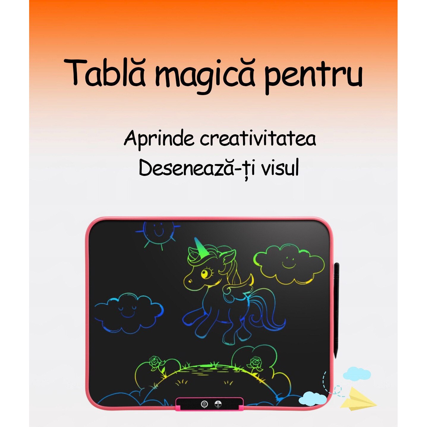 Tableta pentru copii, LCD, 16 Inch, Cu stylus, Rosu - eMAG.ro