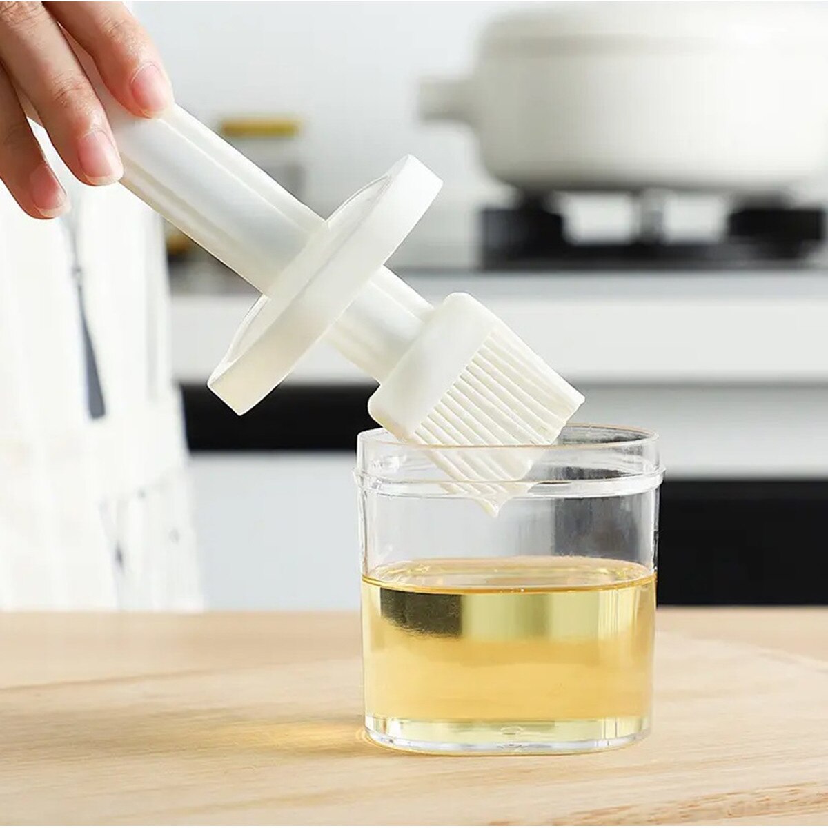 Pensula din silicon cu recipient de bucatarie, UBX®, pentru ulei ...