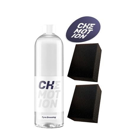 Set solutie intretinere anvelope cu 2 aplicatoare si un autocolant, Chemotion, Tire Dressing, 1L ...