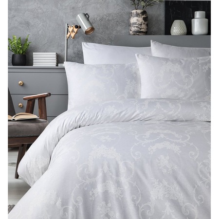 Set de dormit Ecosse, Glory White, 100% bumbac, husa pilota 160x220 ...