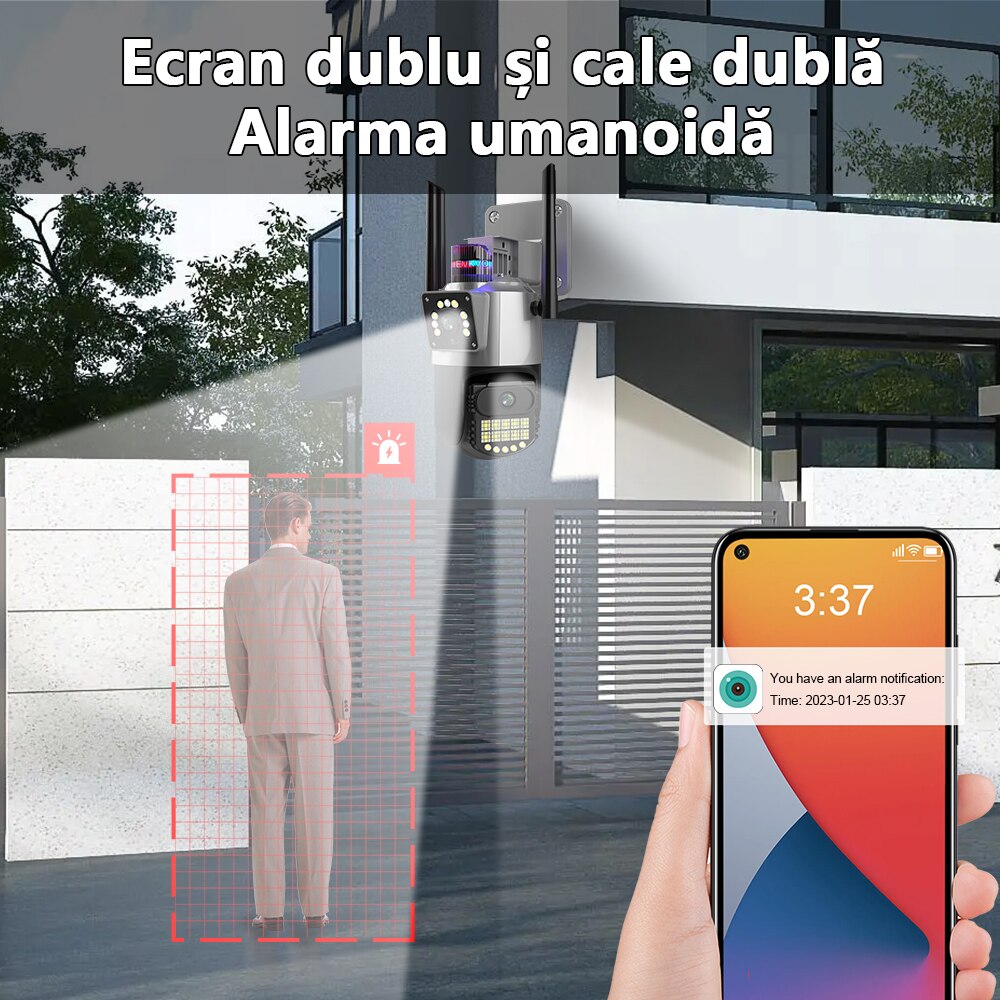 Camera de monitorizare IP cu obiectiv dual WIFI Tnnian Z11 Pro, 8MP ...