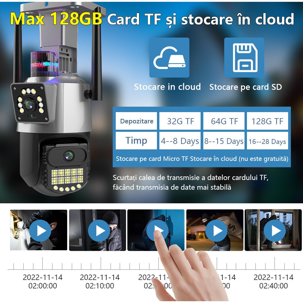 Camera de monitorizare IP cu obiectiv dual WIFI Tnnian Z11 Pro, 8MP, exterior/interior, 4K de ...