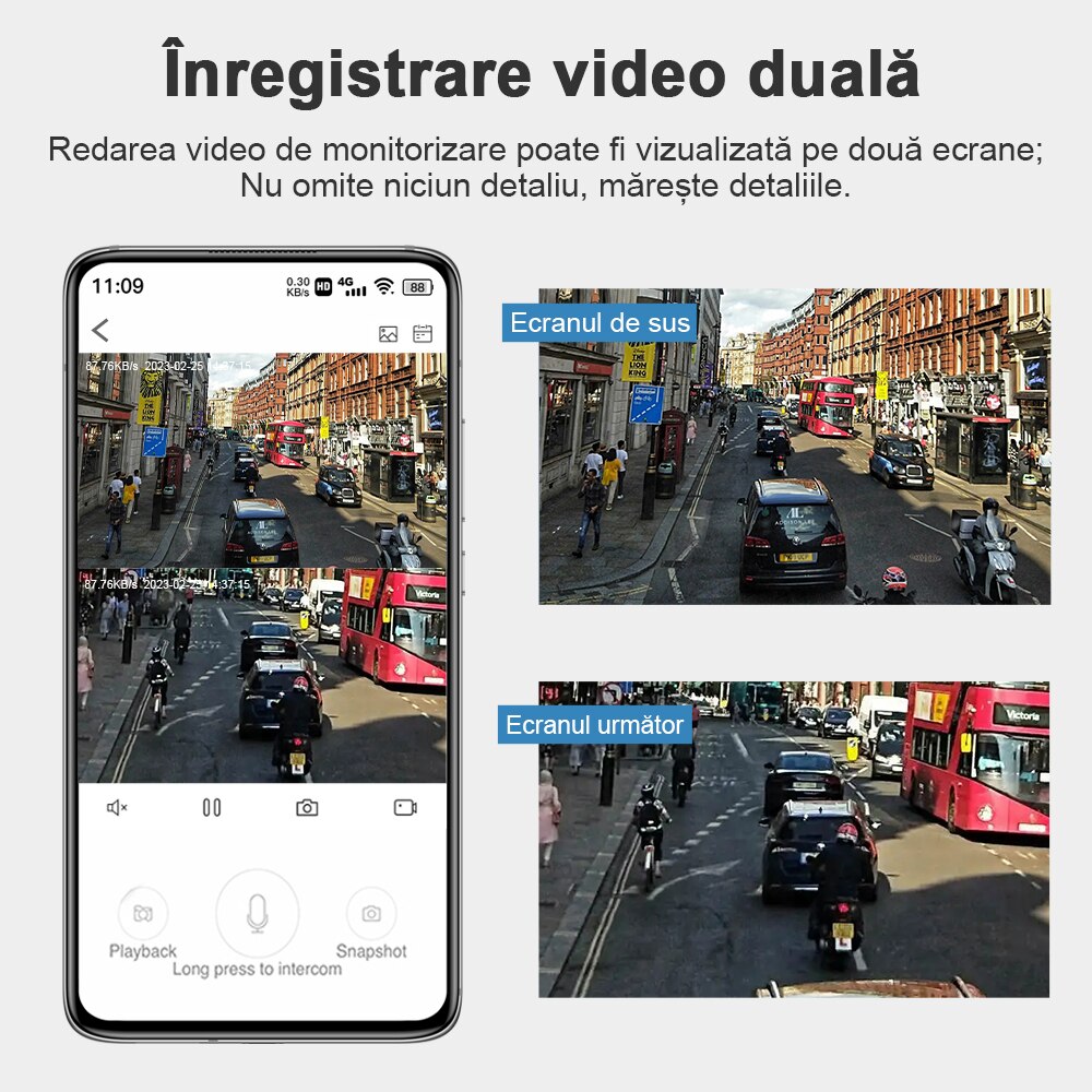 Camera de monitorizare IP cu obiectiv dual WIFI Tnnian Z11 Pro, 8MP ...