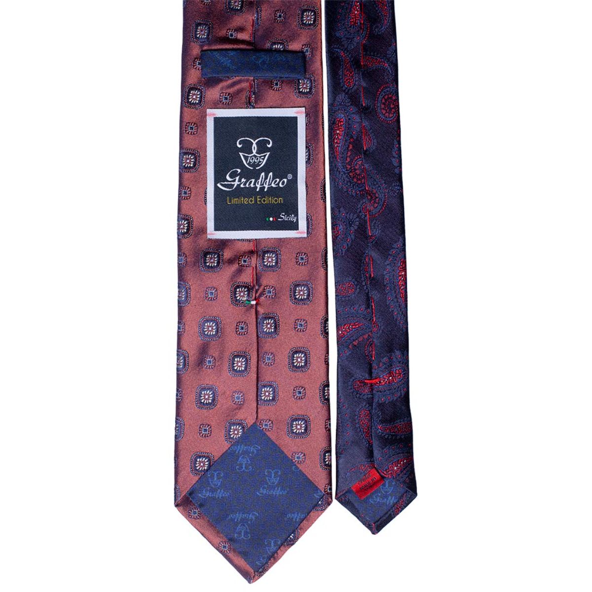 Cravata din matase cu nod in contrast N1972, model unicat, visina ...