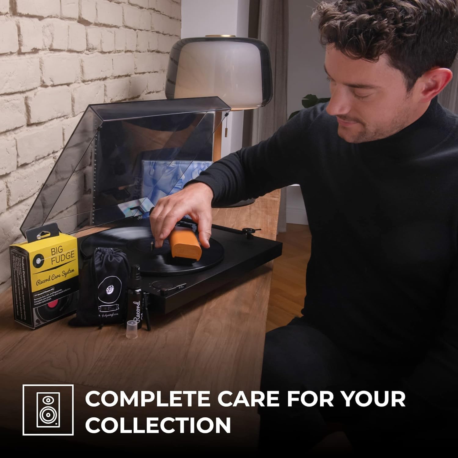 Kit de curatare si intretinere discuri vinil, Big Fudge, 4in1, perie ...