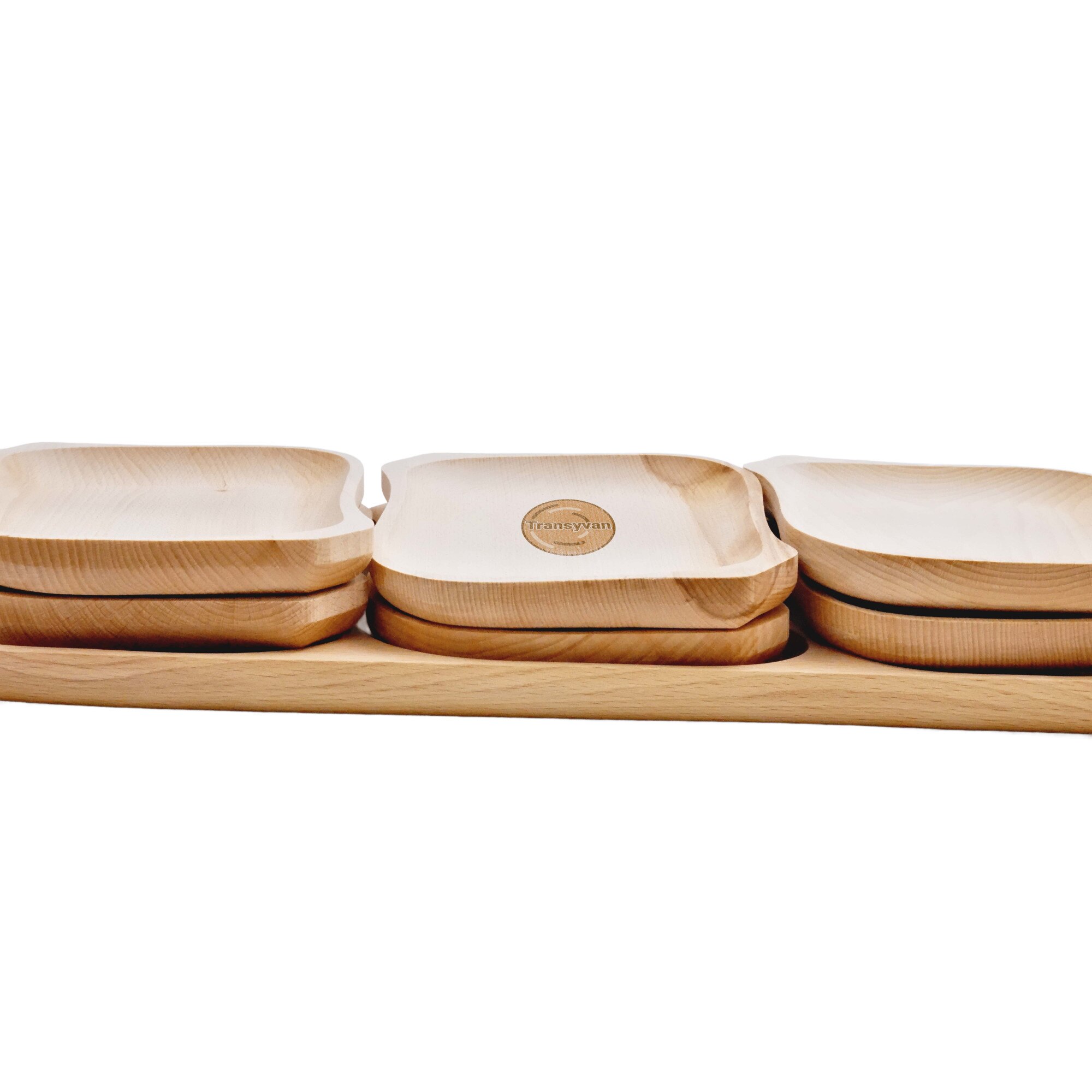 Set de Platouri din Lemn pentru Servit Masa Transyvan® de 6 Persoane cu ...