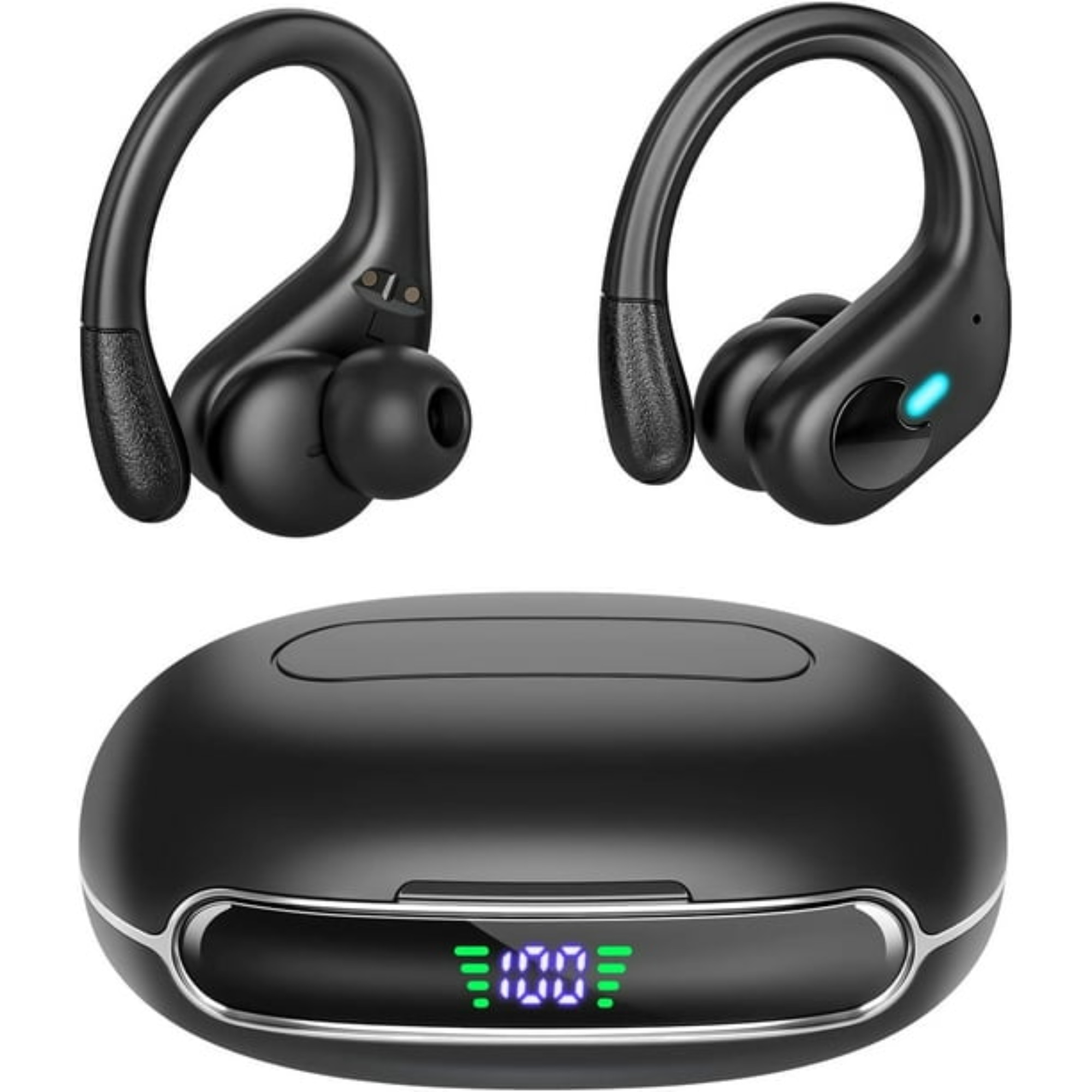 Casti Wireless Sport MGA, Bluetooth 5.3, IPX7, ENC, Afisaj LED Baterie ...