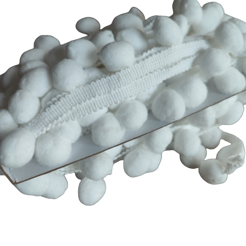 Banda ciucuri pom pom alba 38 mm - 3 m - eMAG.ro