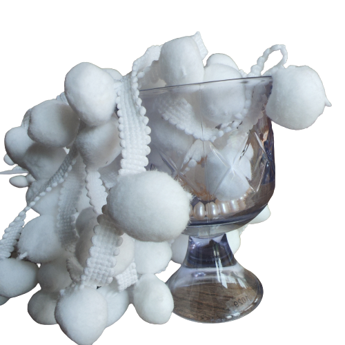 Banda ciucuri pom pom alba 38 mm - 3 m - eMAG.ro