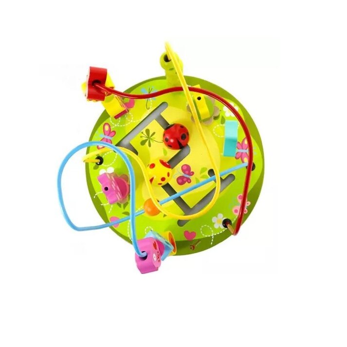 Labirint educativ din lemn Classic World cu margele si flori, + 18 luni ...