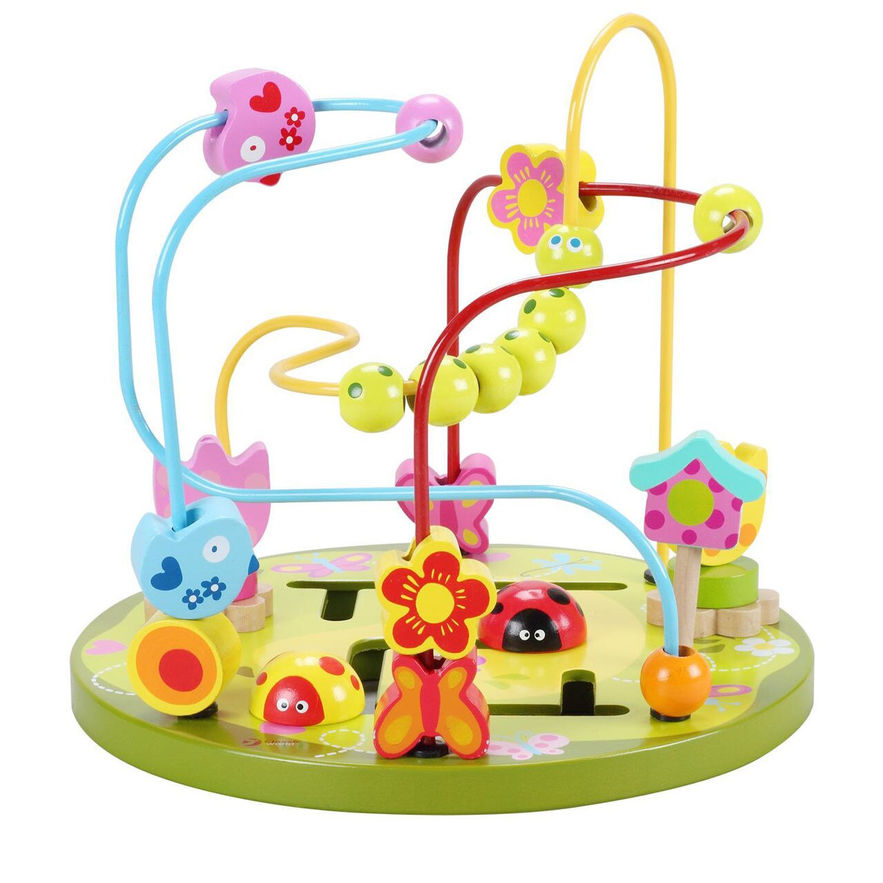 Labirint educativ din lemn Classic World cu margele si flori, + 18 luni ...