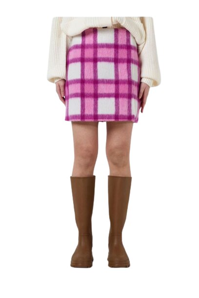 Fusta dama mini in carouri, Roz inchis, M INTL - eMAG.ro