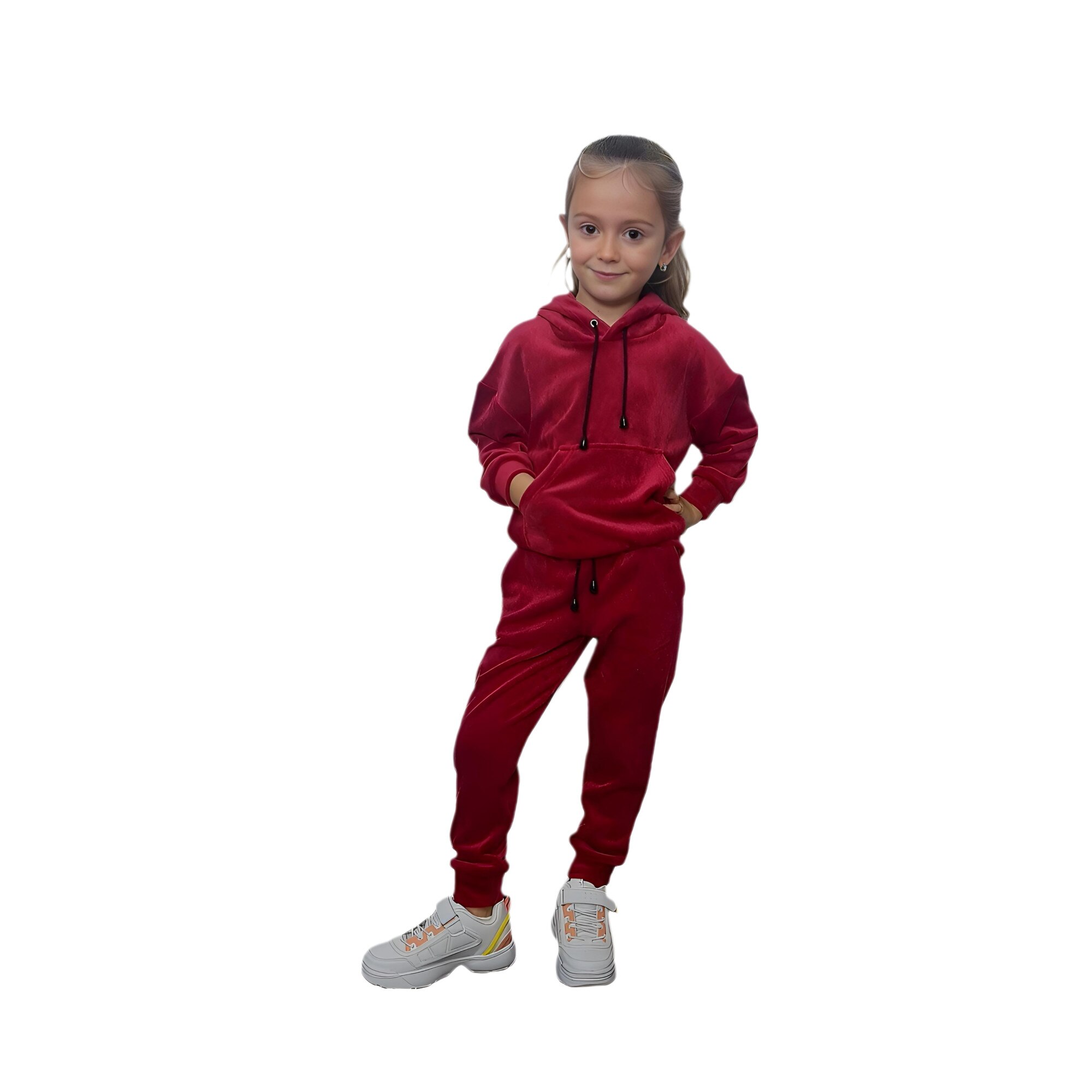 Trening Jogger Copii, Catifea, Unisex, Rosu, 10 Ani - eMAG.ro