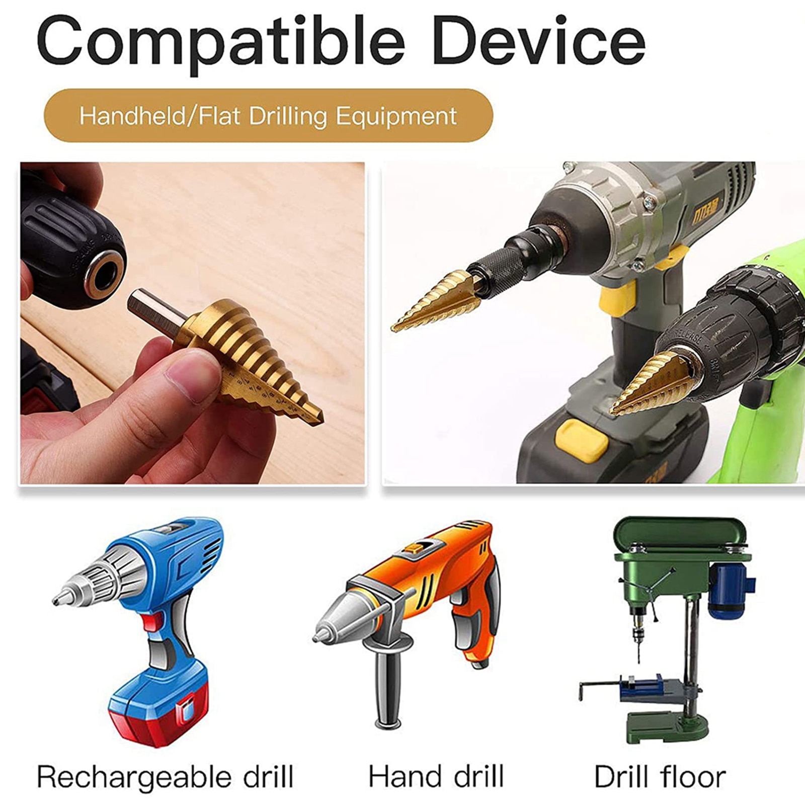 Set burghie in trepte, NUODWELL, 6 Piese, Cu perforator central automat ...