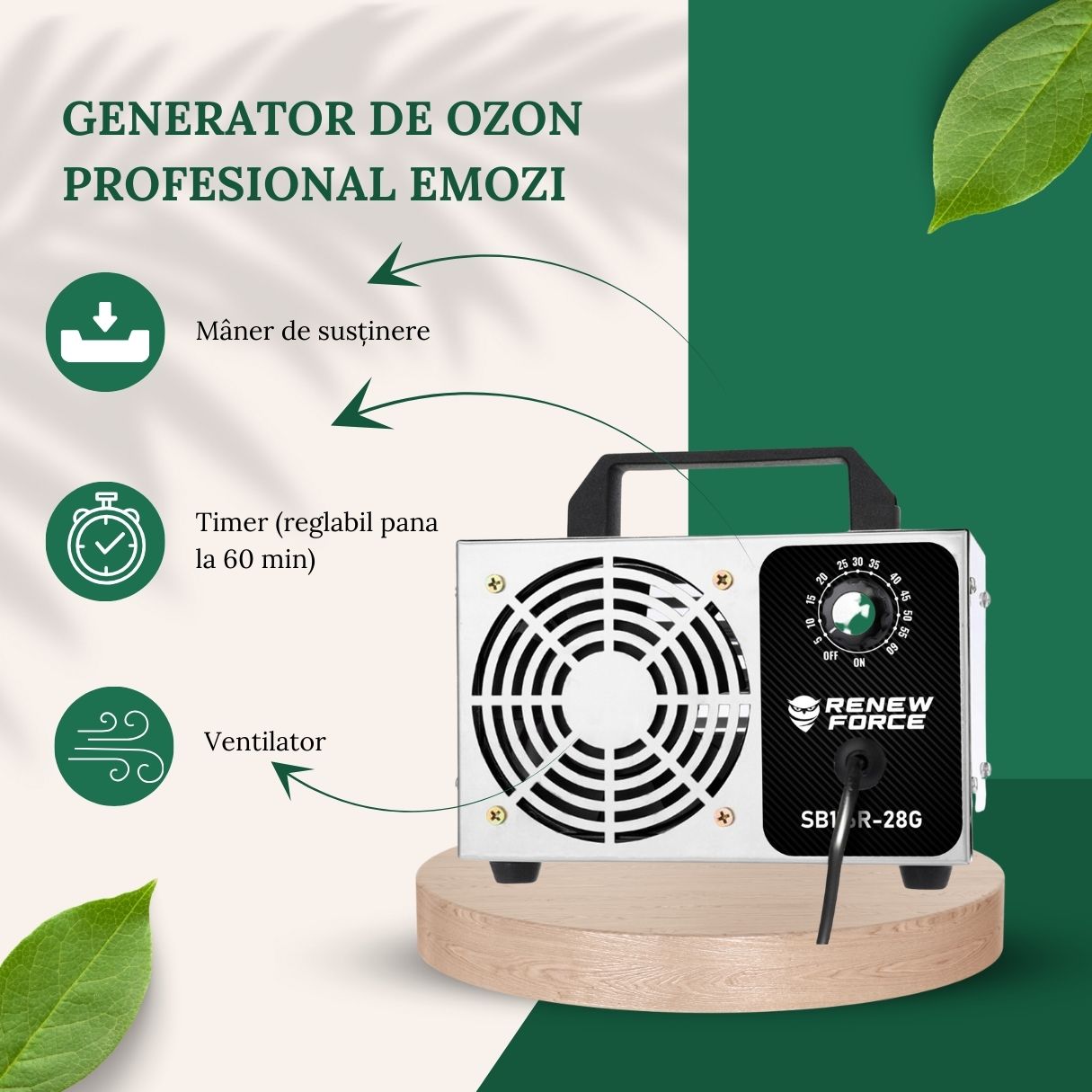 Generator Ozon eMozi 28.000 mg/h: Purificare Avansata, lasand un aer proaspat ca dupa ploaie ...