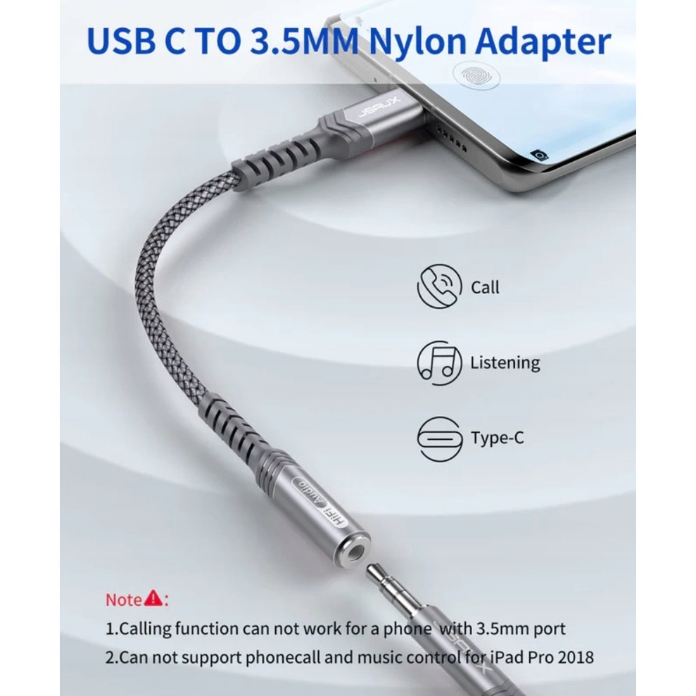Cablu adaptor telefon, Jsaux, USB C, Gri - eMAG.ro