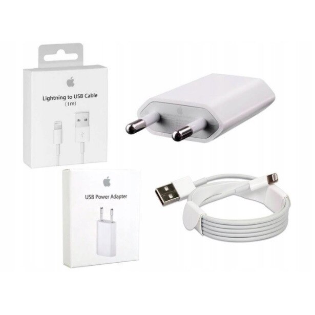 Set incarcator si cablu, Apple, Compatibil cu iPhone, USB-Lightning, 1 ...