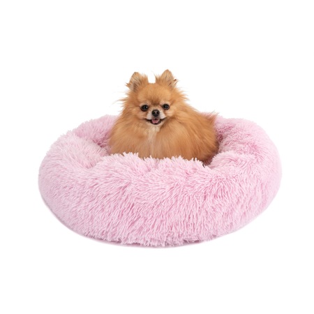 Pat rotund pentru caini si pisici, PuppyJoy, 70 CM, Roz - eMAG.ro