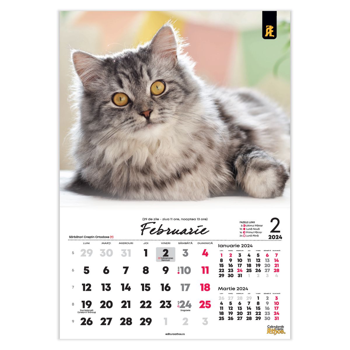 Calendar de perete 2024, Pisici, mari si mici, format B4, 23x33 cm, 13 ...