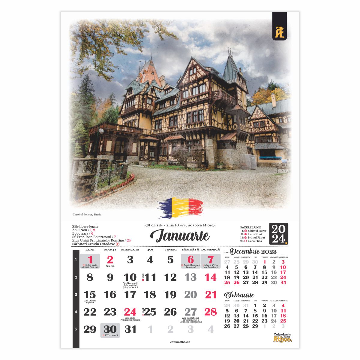 Calendar de perete 2024, Romania, istorie si arhitectura, format B3 ...