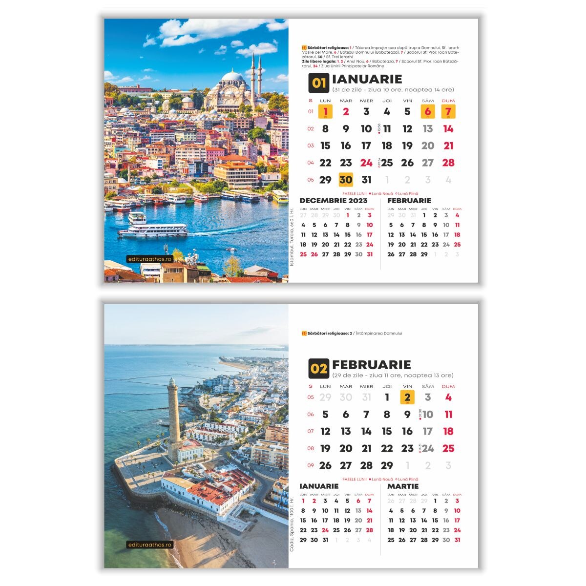 Calendar de birou 2024, Mapamond, orase vechi, 11, 5x16, 5 cm, 12 ...