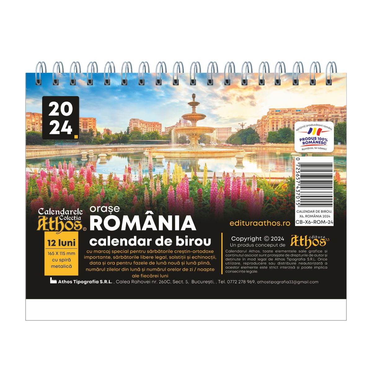 Calendar de birou 2024, Romania, orase, 11, 5x16, 5 cm, 12 pagini ...