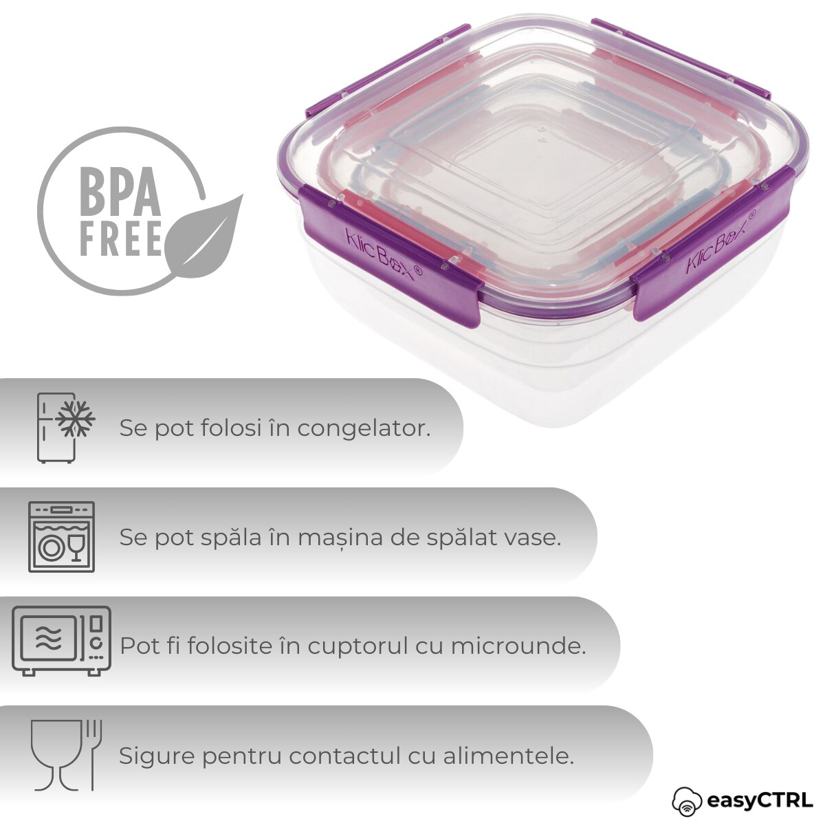 Комплект от 4 гювечета с капак, херметично затваряне, без BPA, 400 ml ...